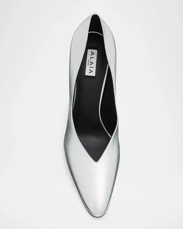 Alaïa 90mm Metallic Leather Pumps