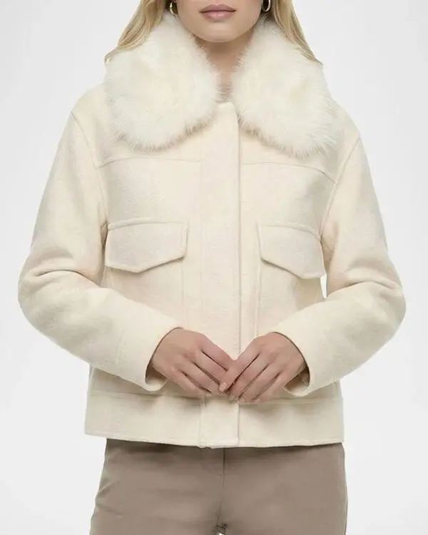 Gorski Cashmere And Wool Jacket With Detachable Goat Shearling Collar