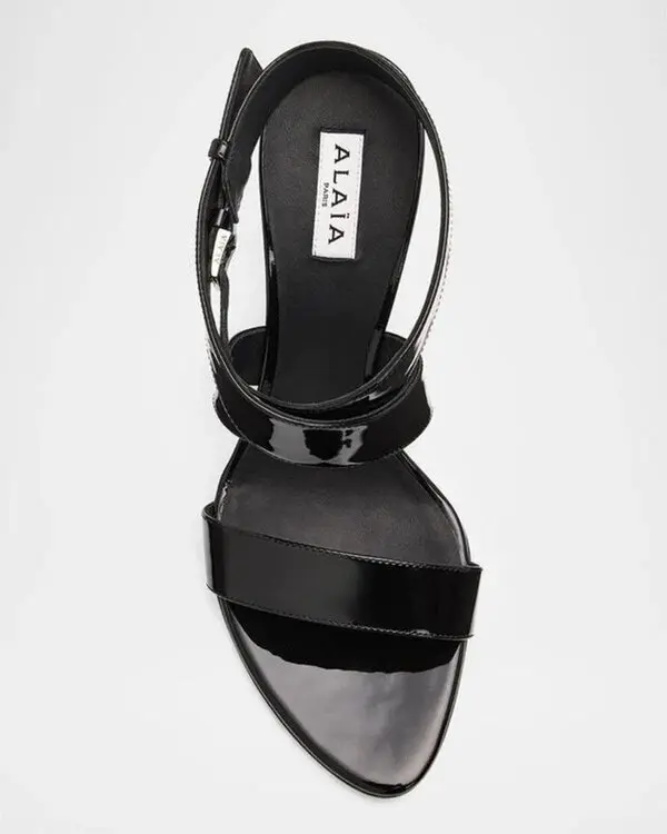 Alaïa 90mm Patent Leather Sandals - Noir