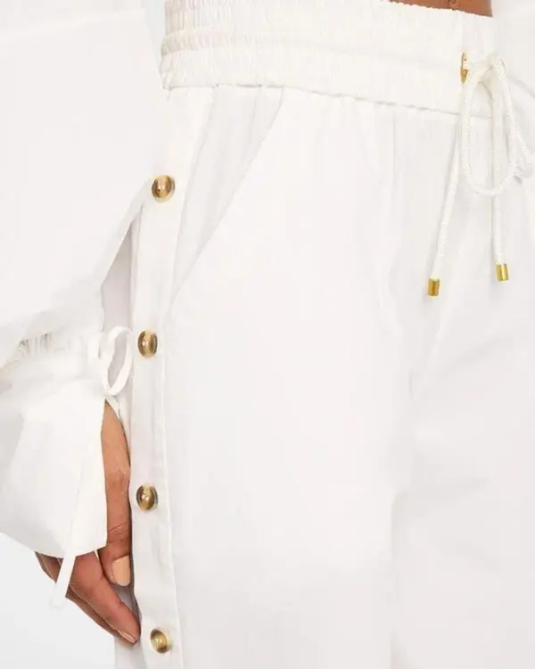Zimmermann Rebellion Poplin Button Pants - Ivory