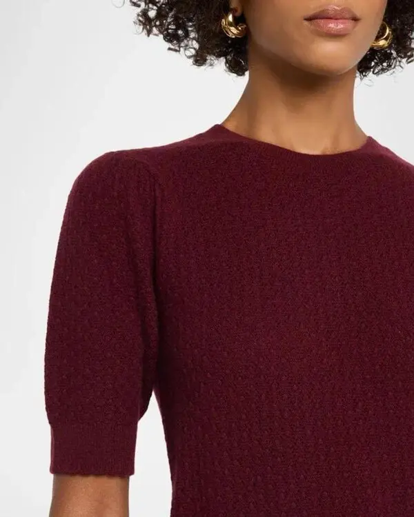 FRAME The Gathered Honeycomb Cashmere Sweater - Deep Garne