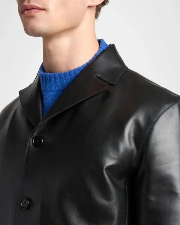 JIL SANDER Apos;s Leather Single-breasted Long Sport Coat