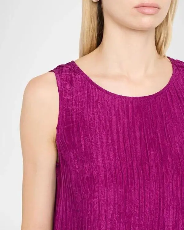 Eileen Fisher Scoop-neck Crinkled Silk Top