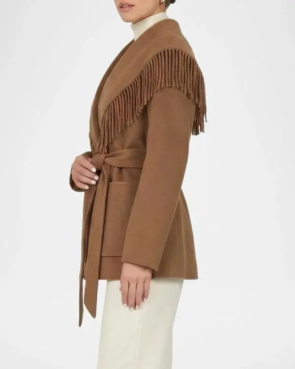 Gorski Fringe Shawl-lapel Cashmere-wool Belted Jacket