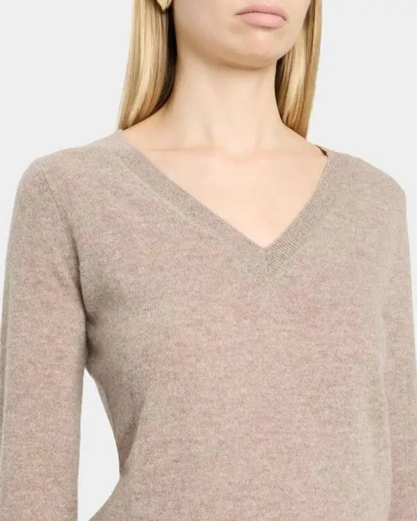 Neiman Marcus Cashmere V-neck Sweater - Caf
