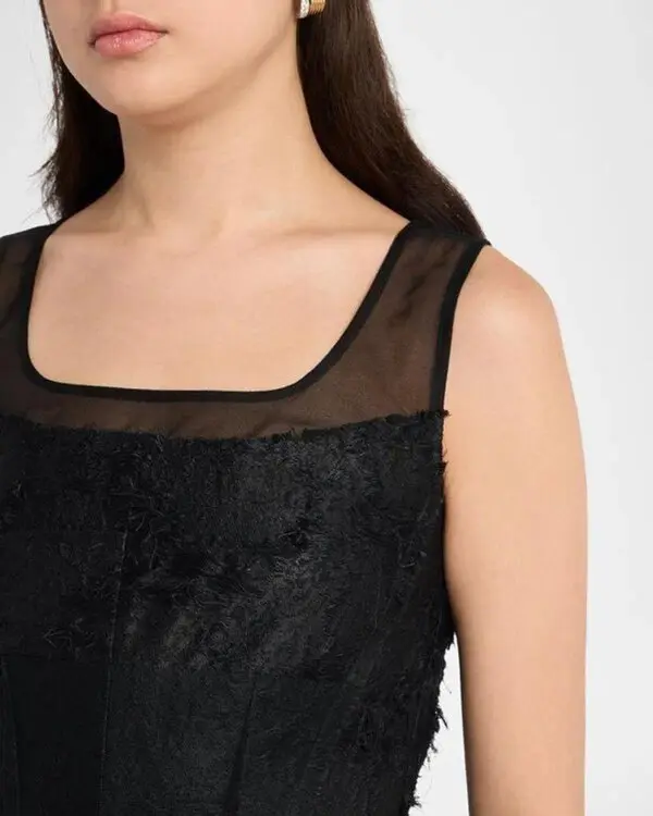 JASON WU Sleeveless Textured Fray Jacquard Mini Dress - Black