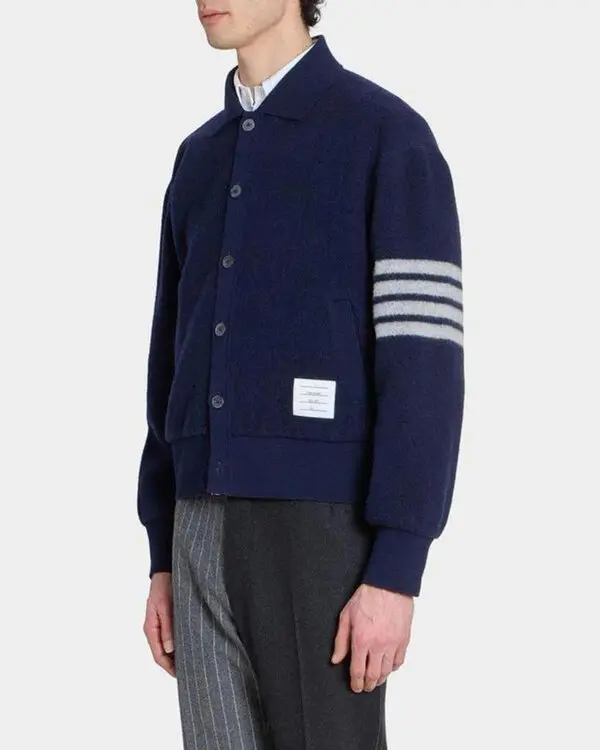 Thom Browne Apos;s Wool Fleece Polo Cardigan