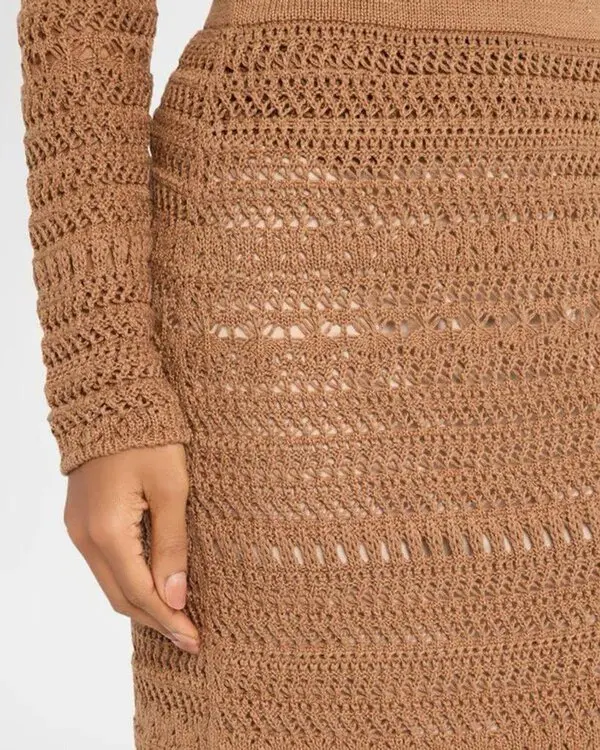 Fabiana Filippi Straight Open-stitch Sequin Knit Midi Skirt - Vimini