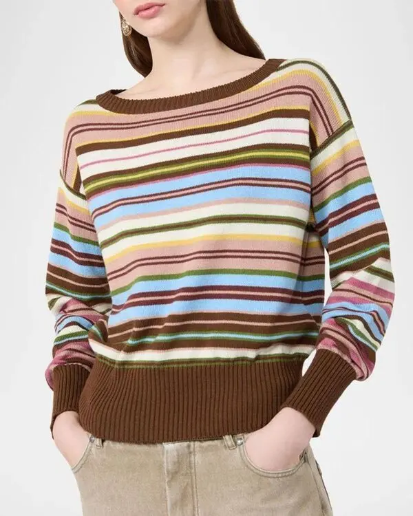 Max Mara Striped Crewneck Cotton Sweater - Multicolou
