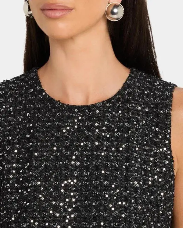 Michael Kors Sleeveless Sequin Cotton Midi Dress