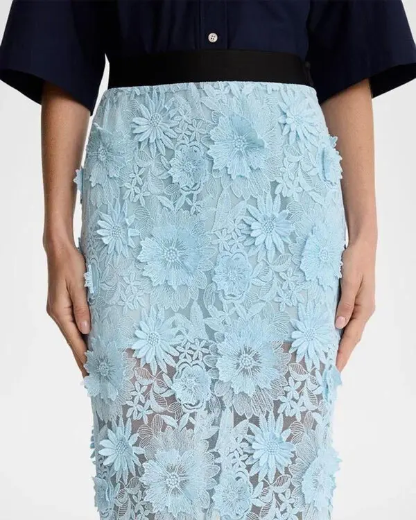 Smythe Floral Applique Pencil Skirt