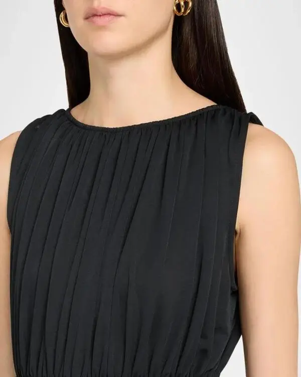 Vince Matte Jersey Gathered-tier Sleeveless Dress