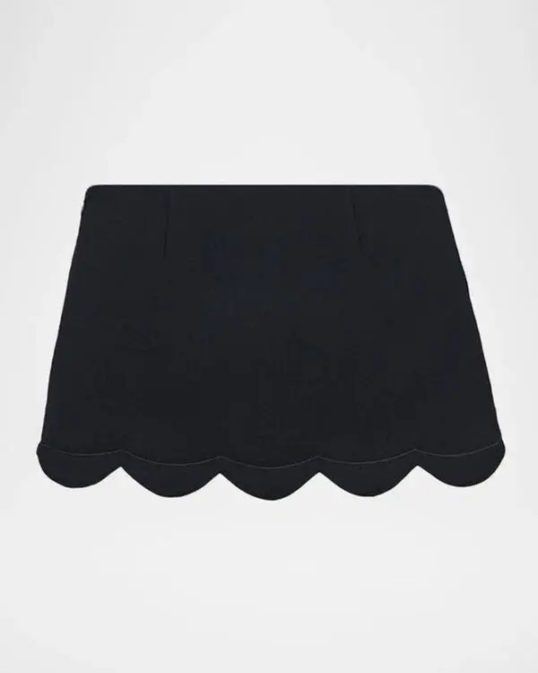 Marc Jacobs Scalloped Daisy Wool Mini Skirt - Black