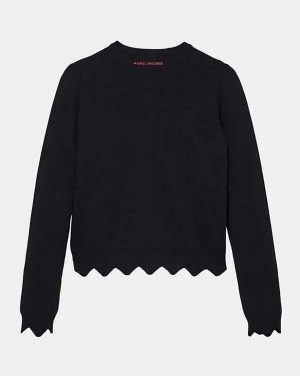 Marc Jacobs Scalloped Daisy Crewneck Cardigan - Black