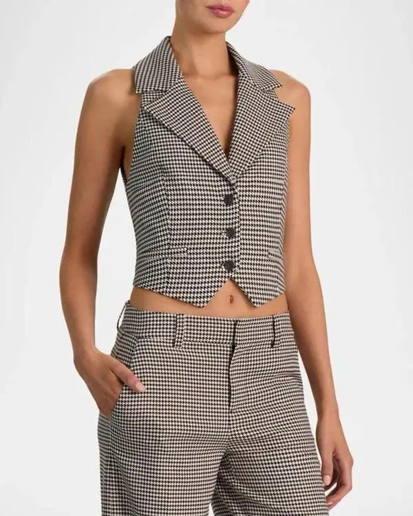 Alice + Olivia Donna Houndstooth Vest