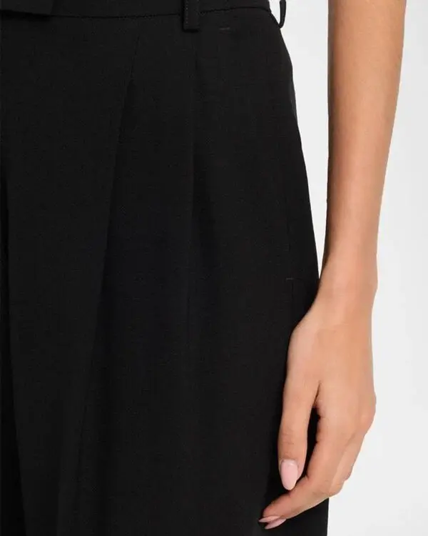 Michael Kors Dru Pleated Tapered Wool Trousers - Black