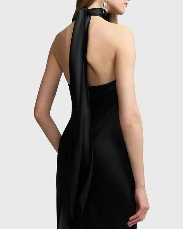 Ralph Lauren Chilton Stretch Satin Evening Dress - Black