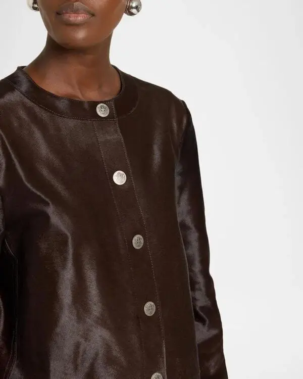 Kobi Halperin Lisa Leather &amp; Calf Hair Button-front Coat