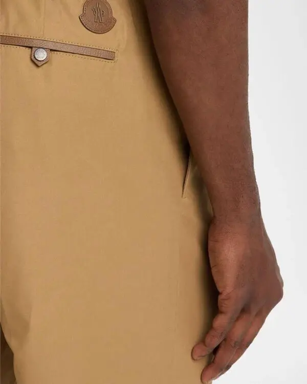 Moncler Apos;s Cotton Leather-trim Straight Leg Trousers - Amphora