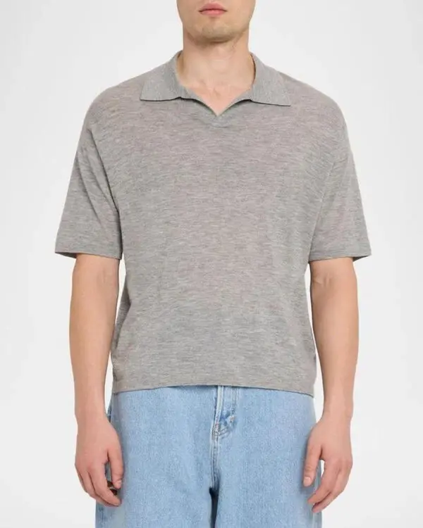 FRAME Apos;s Wool And Cashmere Johnny Collar Short-sleeve Polo Sweater