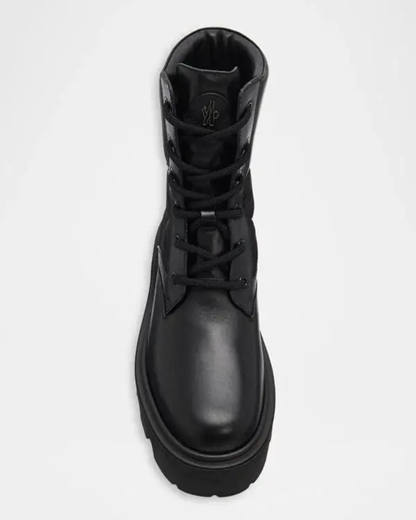 Moncler Aurea Quilted-inset Leather Ankle Boots - Black