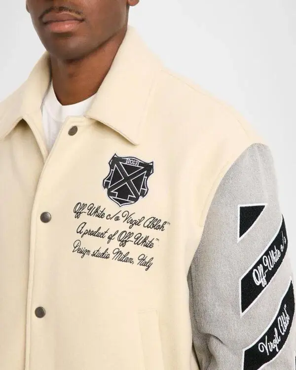 Off-White Apos;s Diagonals Logo Varsity Jacket