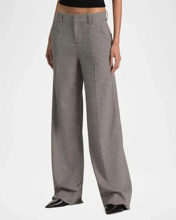 Alice + Olivia Alden Mid-rise Houndstooth Trousers