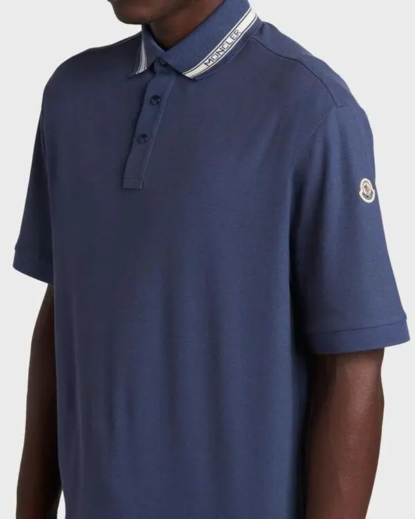 Moncler Apos;s Stripe-trim Cotton Pique Polo Shirt