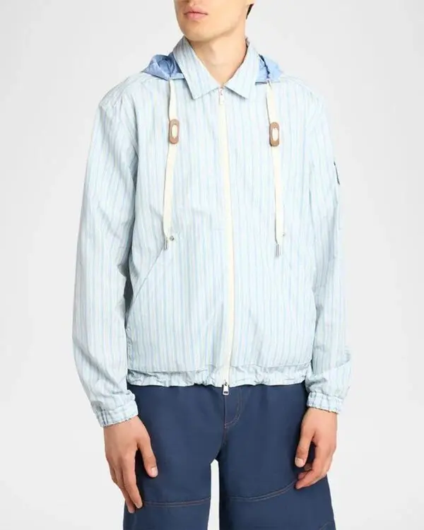Moncler Apos;s Havas Stripe Full-zip Hooded Shirt Jacket - Multi