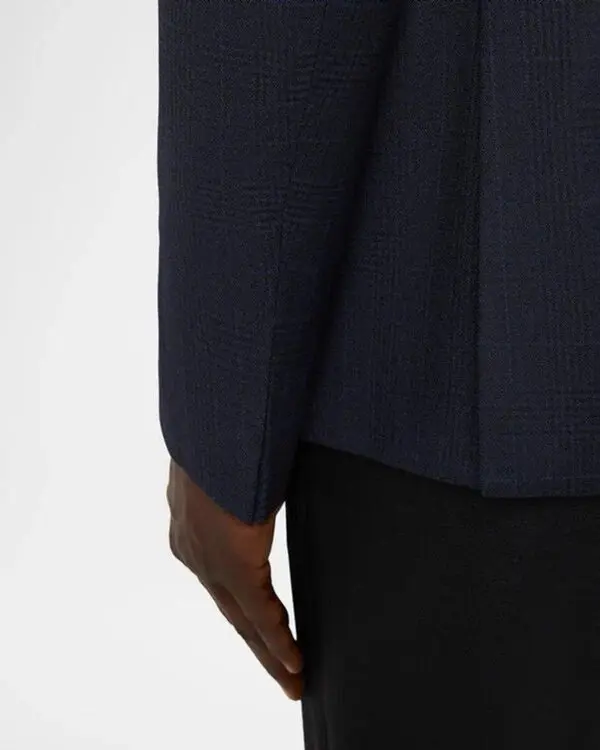 Giorgio Armani Apos;s Soft Prince Of Wales Single-breasted Sport Coat - Deep Sky