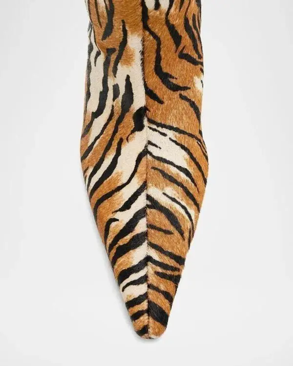 Schutz Mary Ellen 85mm Tiger-print Goat Hair Boots - Leopard Pr