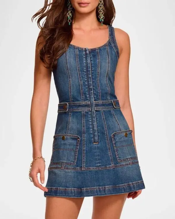 Ramy Brook Karla Scoop-neck Denim Mini Dress