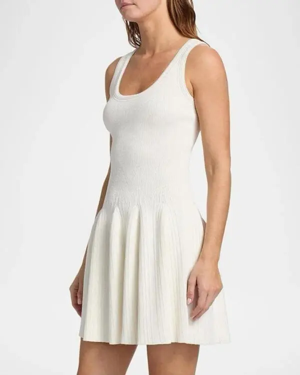 MILLY Marea Rib-knit A-line Mini Dress