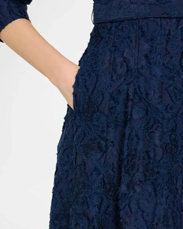 Simkhai Courtney Belted Organza Jacquard Gown - Midnight
