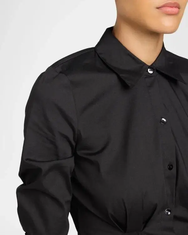 L & APOS;AGENCE Journi Pintucked Shirtdress - Black