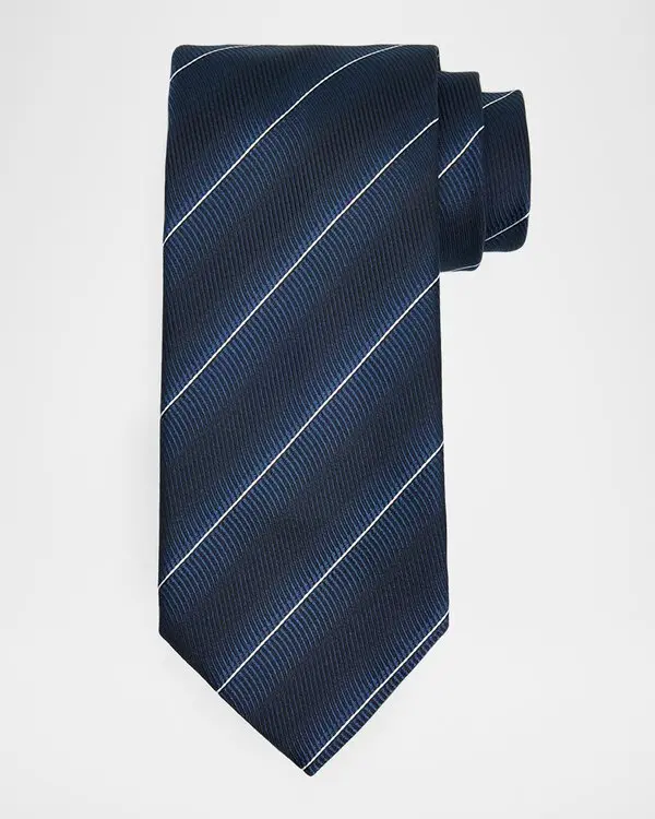 TOM FORD Apos;s Linen Diagonal Stripe Tie - Navy