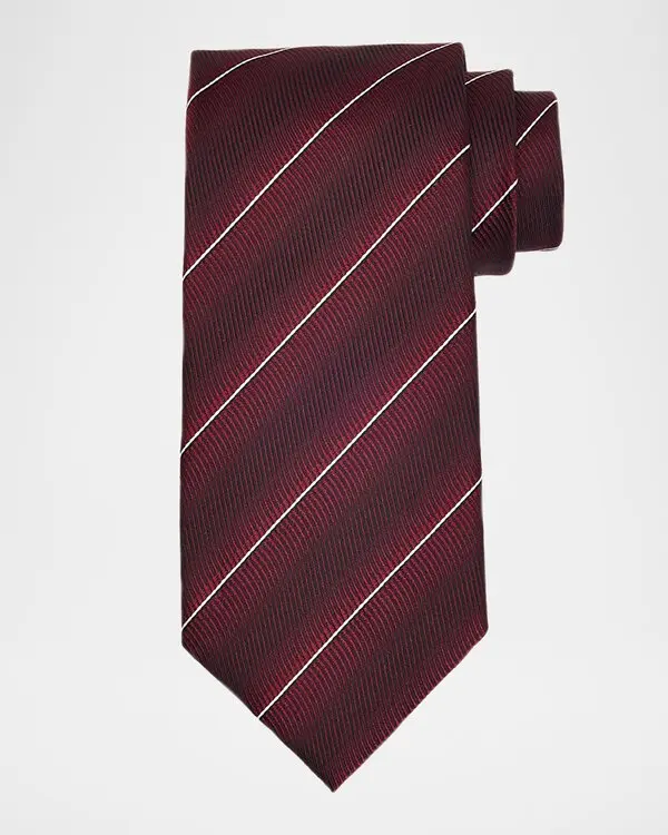 TOM FORD Apos;s Linen Diagonal Stripe Tie - Red