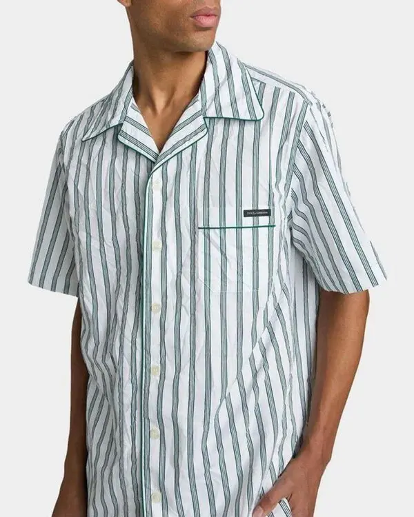 Dolce & Gabbana Apos;s Poplin Multi-stripe Pocket Short-sleeve Shirt