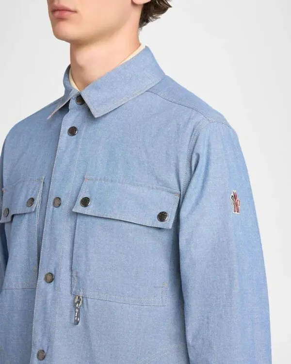 Moncler Apos;s Snap-front Shirt Jacket With Clip