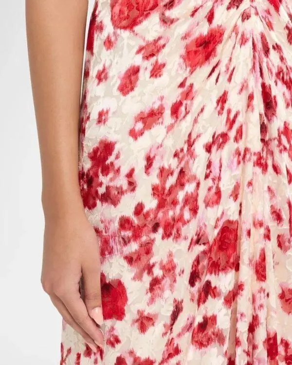 Isabel Marant Étoile Lyndsay Floral Burnout Flutter-sleeve Midi Dress - Ecru/pink