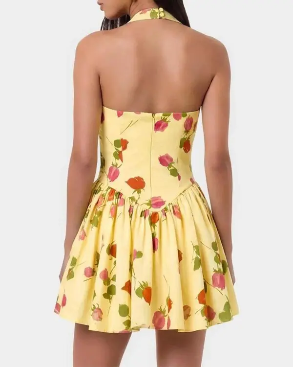 NICHOLAS Amalie Floral Linen-blend Mini Dress