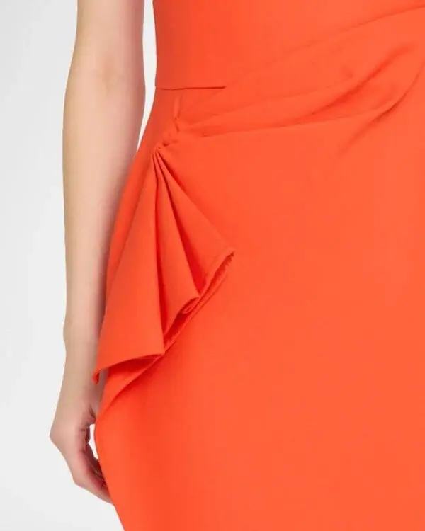Oscar De La Renta Short-sleeve Draped Midi Dress - Paprika