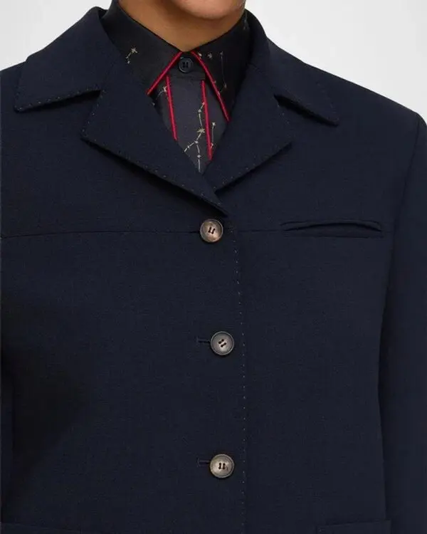 Lafayette 148 New York Pick Stitch Double-face Wool Jacket - Ink