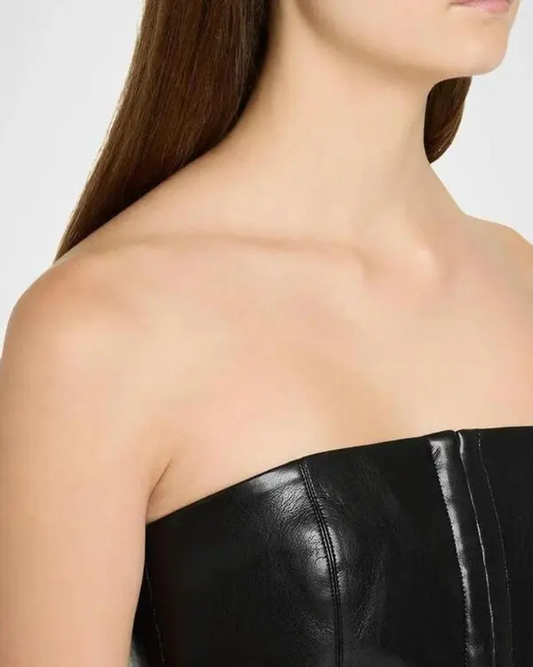 Alice + Olivia Pat Faux-leather Bustier Top