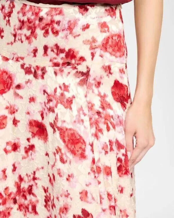Isabel Marant Étoile Hilza Floral Devoré Silk Georgette Midi Skirt