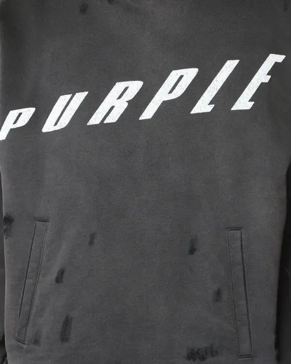 PURPLE BRAND Apos;s Slanted Logo Distressed Fleece Hoodie