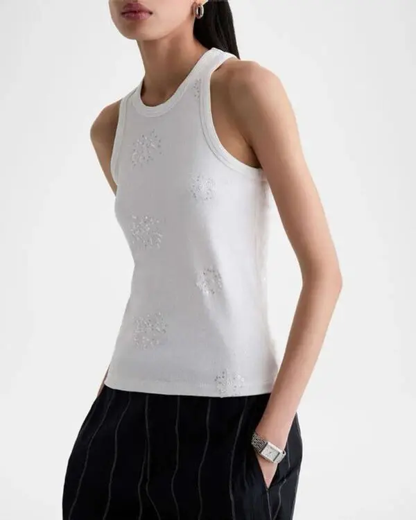Ag Embellished High-neck Tank Top