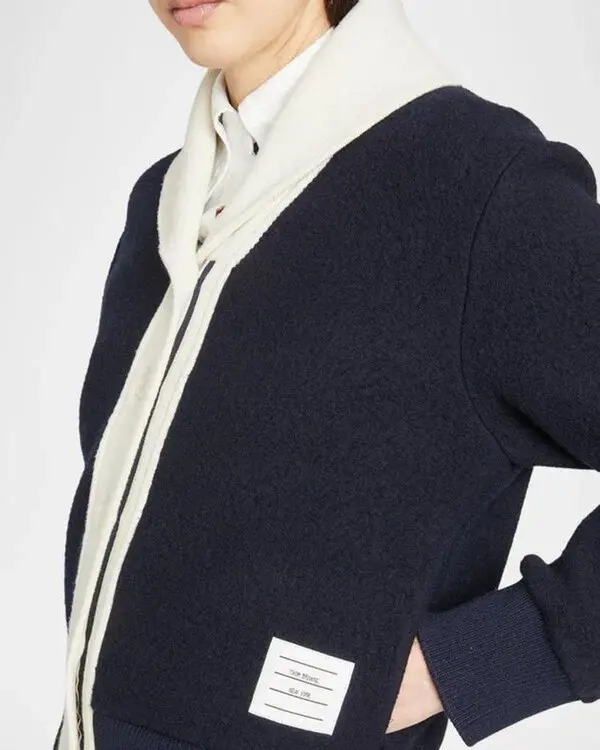Thom Browne Shawl Collar Wool-blend Cardigan - Navy