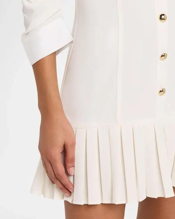 Cinq À Sept Luca Drapey Crepe Mini Shirtdress - Ivory
