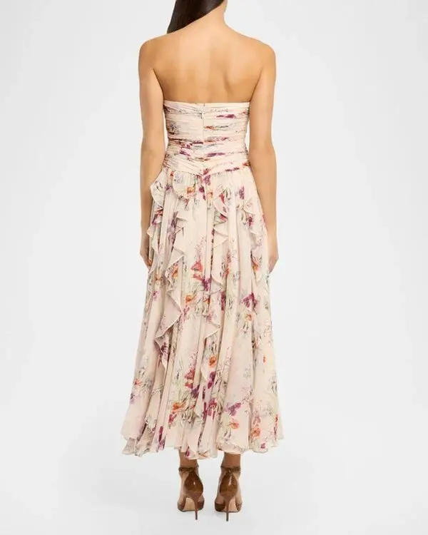 Cinq À Sept Strapless Iris Bouquet Dress